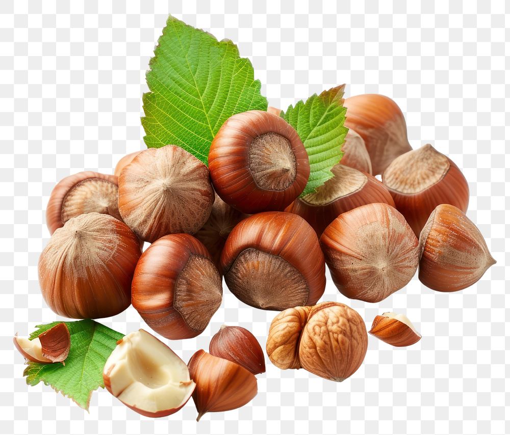 PNG Fresh hazelnuts green leaves | Free PNG - rawpixel