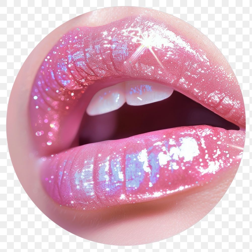 PNG Glossy pink sparkling lips | Free PNG - rawpixel