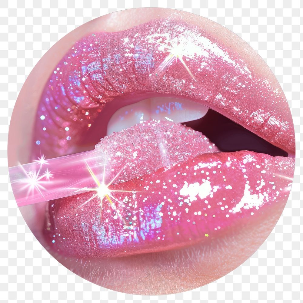 PNG Glossy sparkling pink lips | Free PNG - rawpixel
