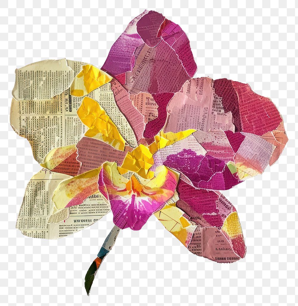 PNG Colorful newspaper collage flower | Free PNG - rawpixel