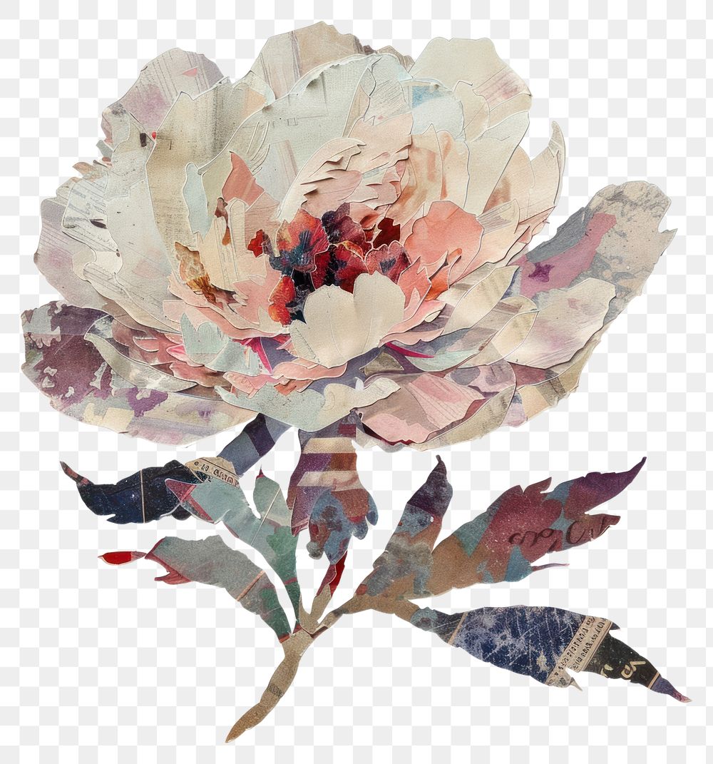 PNG Colorful floral paper collage | Free PNG - rawpixel