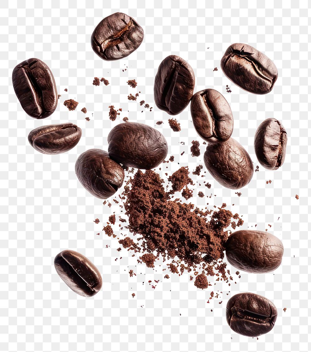 Scattered coffee beans and grounds | Premium PNG - rawpixel