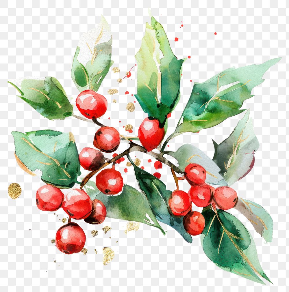 PNG Vibrant watercolor holly berry | Free PNG - rawpixel