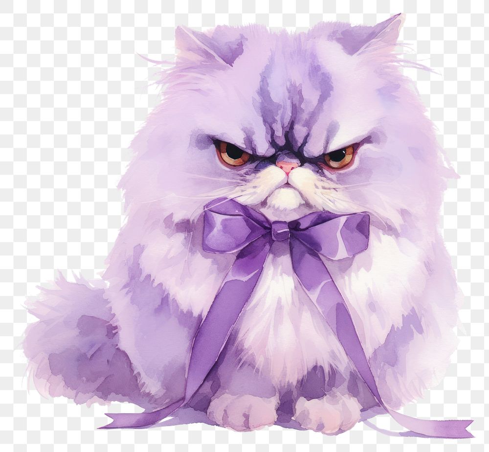PNG Purple coquette angry cat | Free PNG - rawpixel