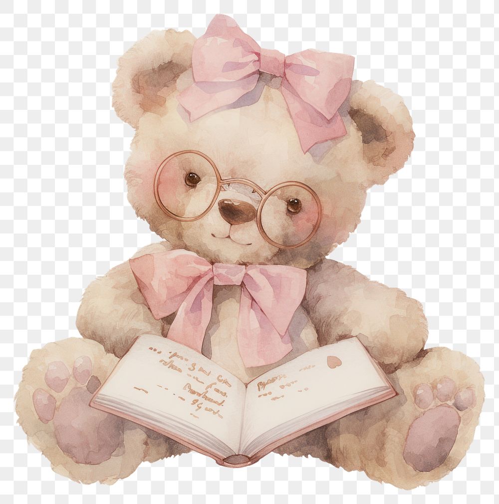 PNG Cute teddy bear reading | Premium PNG - rawpixel