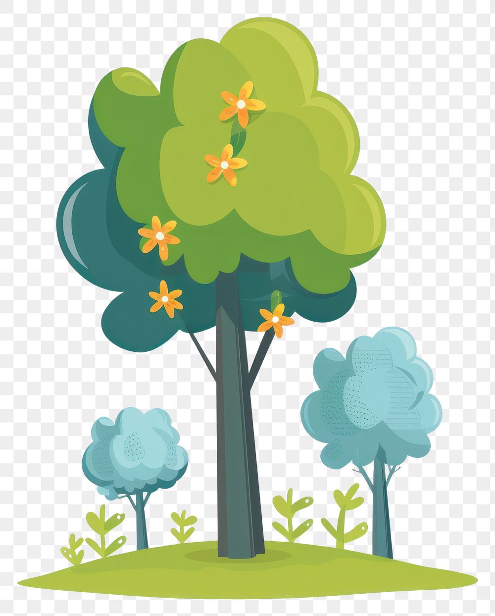 PNG Colorful cartoon trees flowers | Free PNG - rawpixel