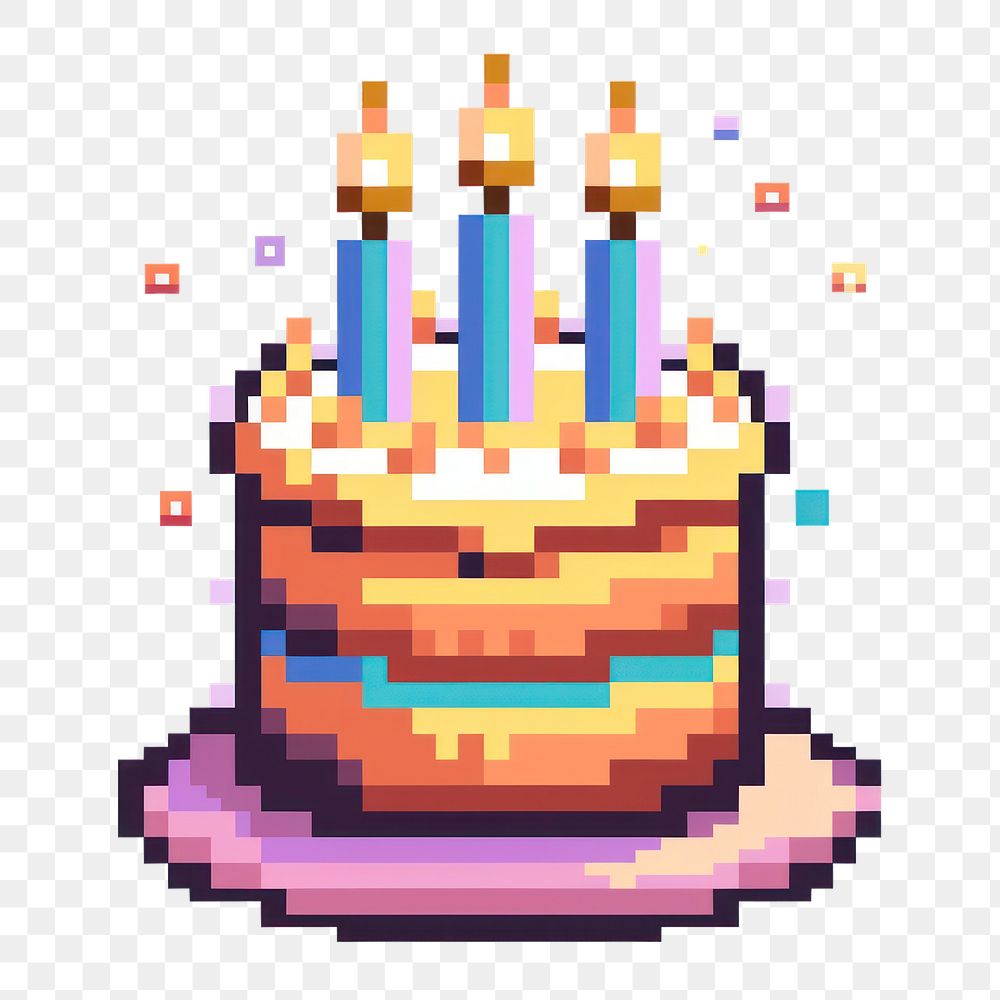 PNG Pixelated birthday cake illustration | Free PNG - rawpixel