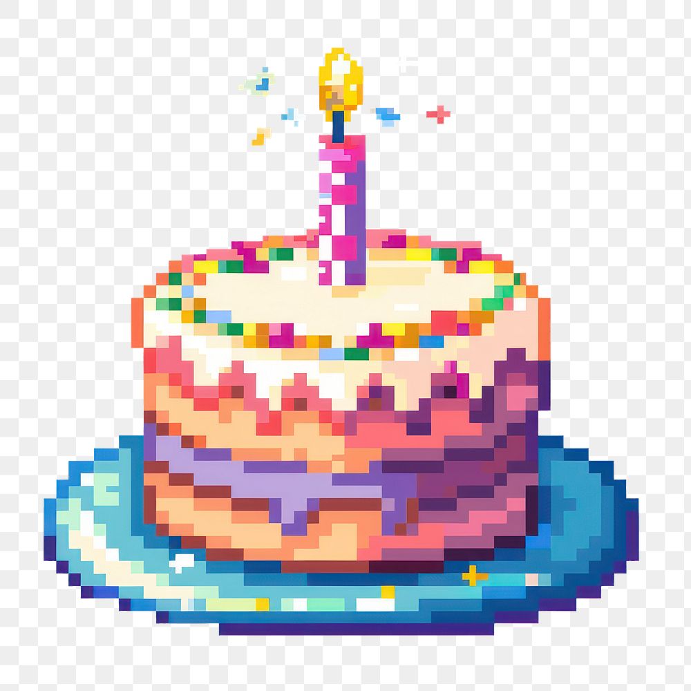 PNG Pixelated birthday cake illustration | Free PNG - rawpixel