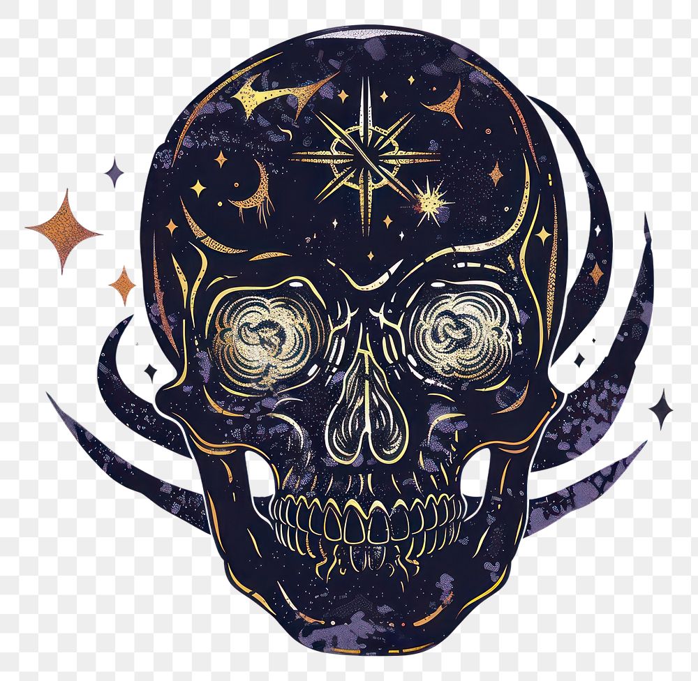 PNG Mystical celestial skull illustration | Free PNG - rawpixel