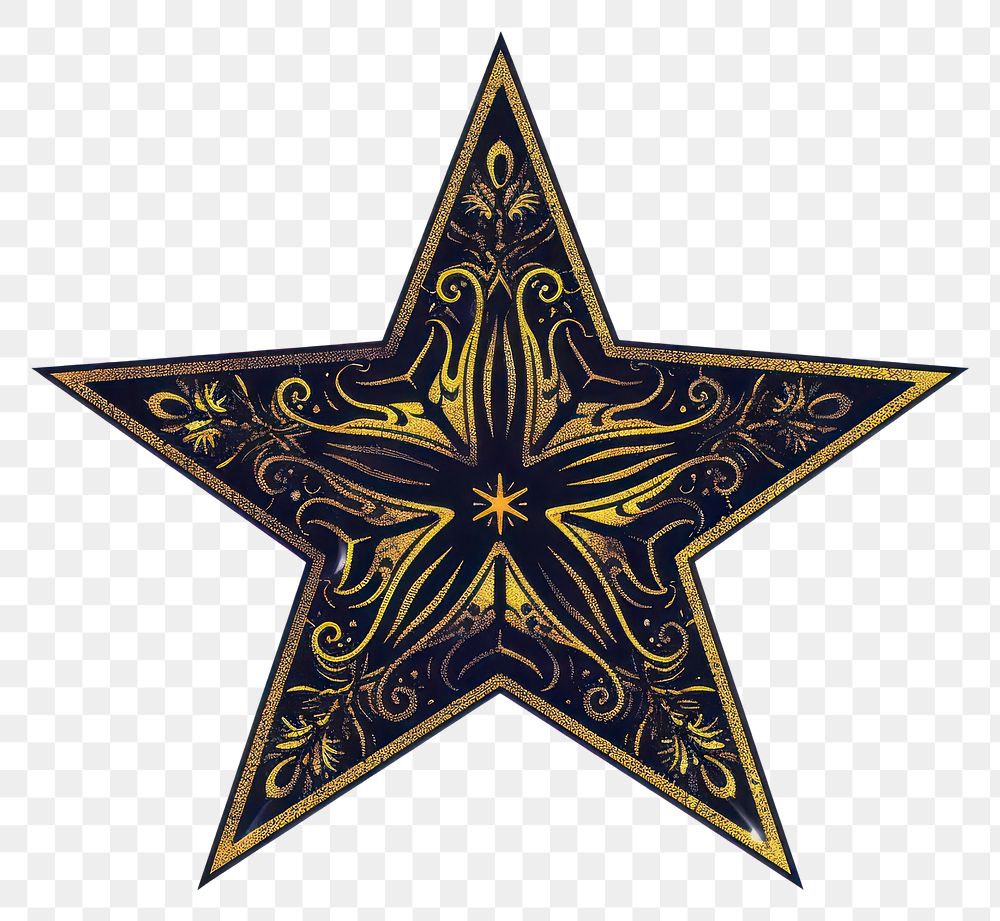 PNG Intricate gold star illustration | Free PNG - rawpixel