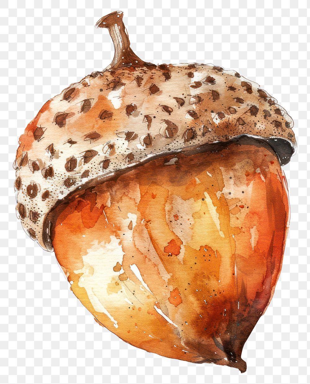 Watercolor acorn nature illustration | Free PNG - rawpixel