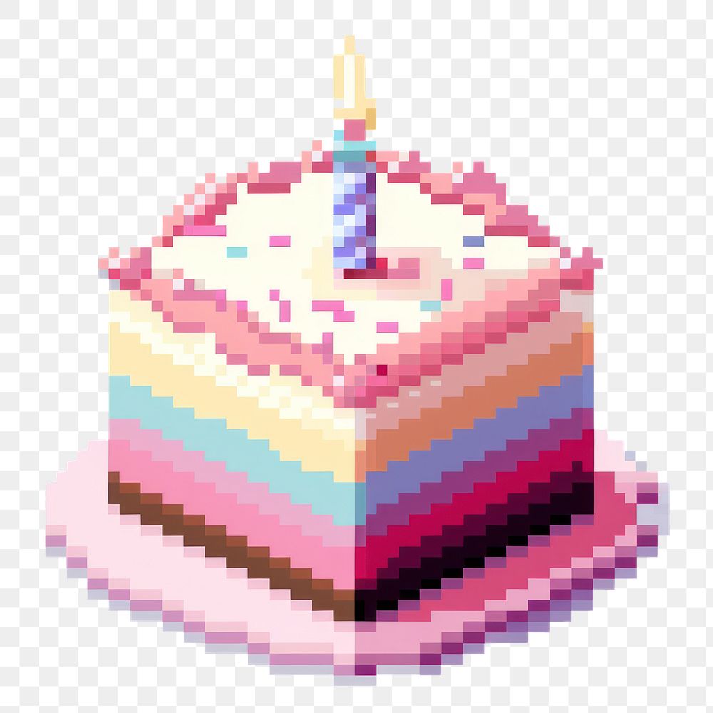 PNG Pixelated birthday cake slice | Premium PNG - rawpixel