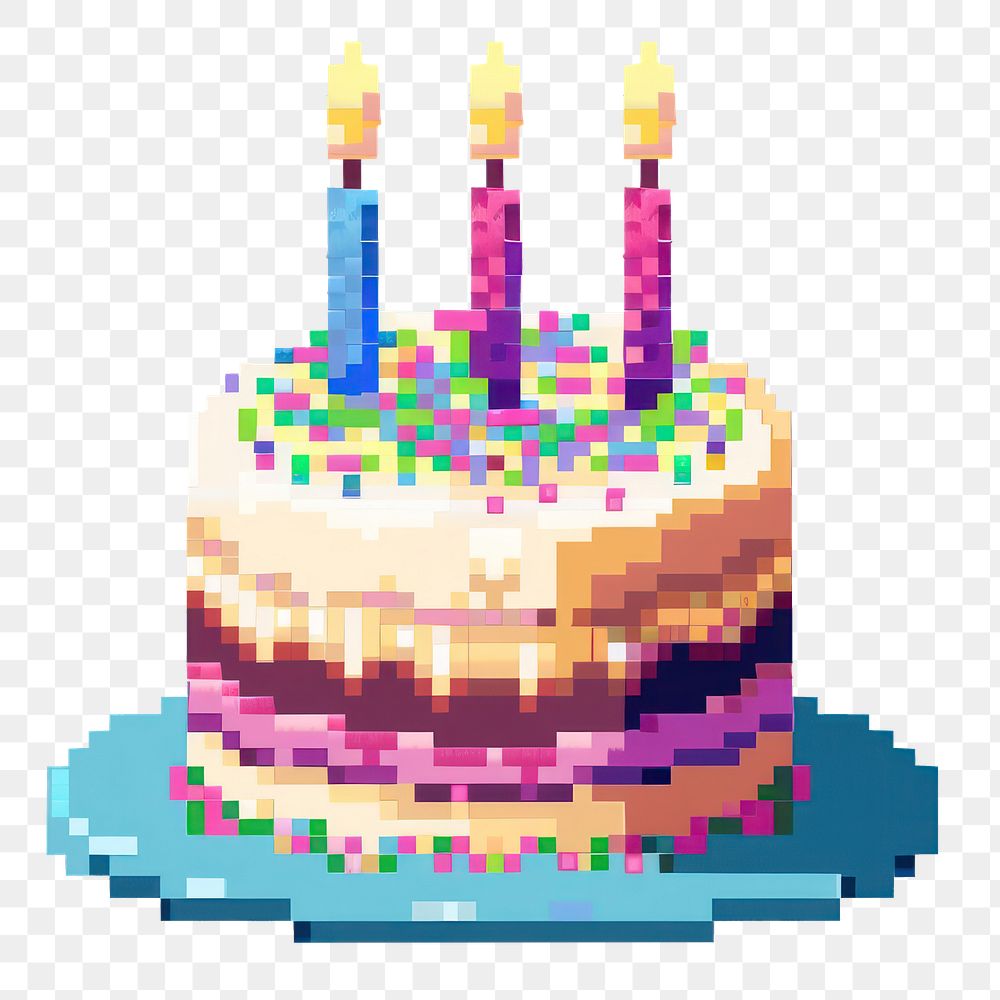 PNG Pixelated birthday cake illustration | Free PNG - rawpixel