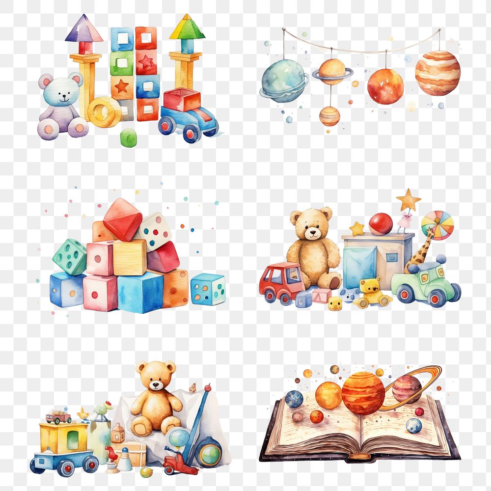 PNG cute watercolor toy element | Premium PNG - rawpixel