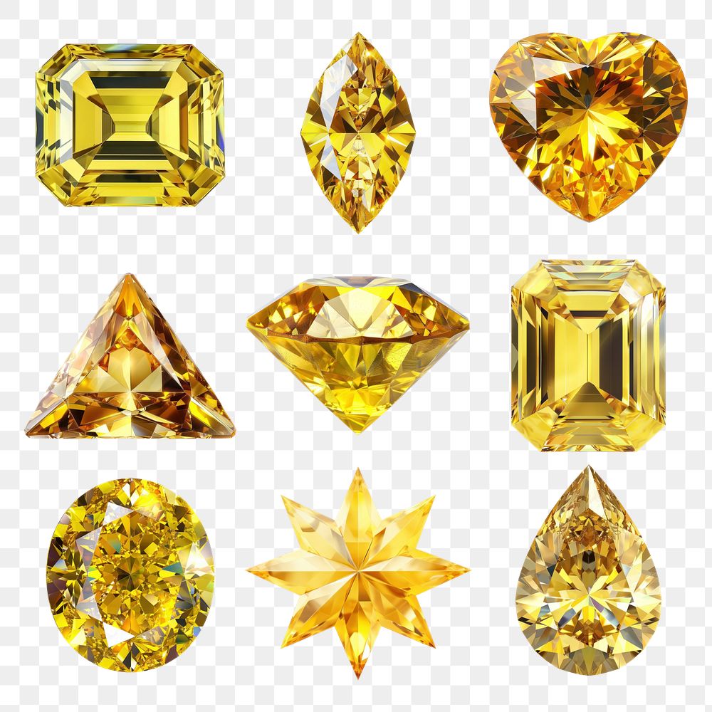 PNG yellow diamond element set, | Premium PNG - rawpixel