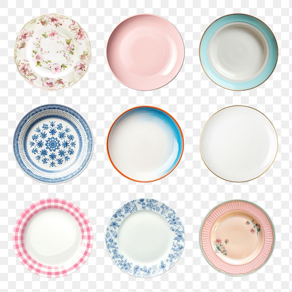 PNG flatlay plate element set | Free PNG - rawpixel