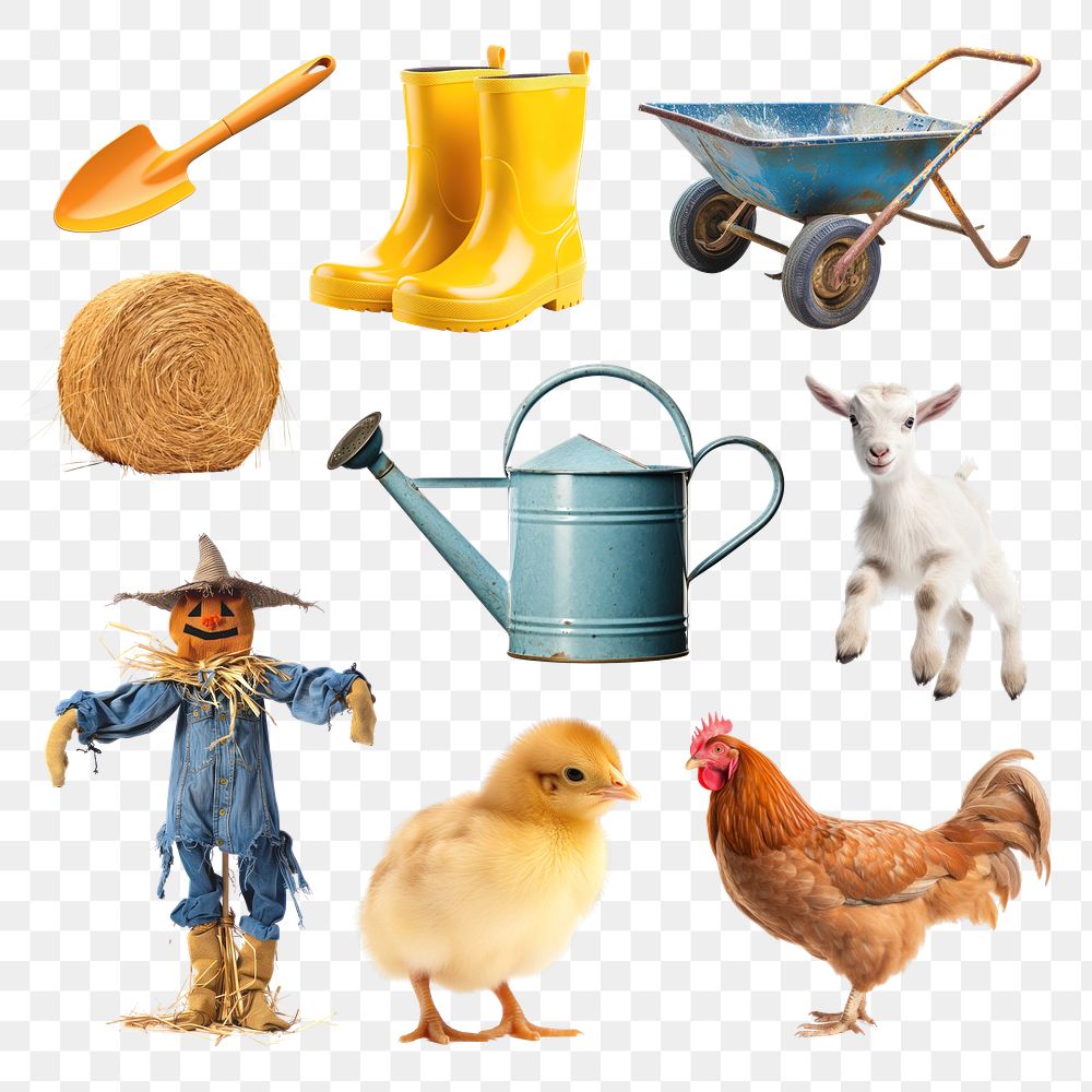 PNG farm design element set, | Free PNG - rawpixel