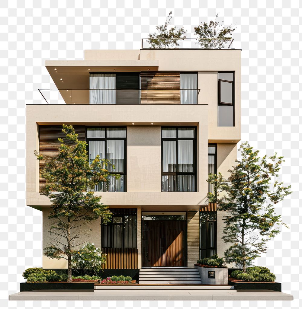 Modern three-story residential architecture | Free PNG - rawpixel