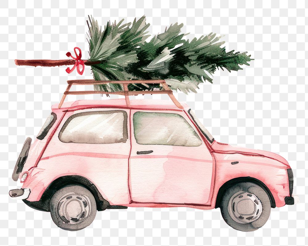 Vintage car Christmas tree | Free PNG - rawpixel