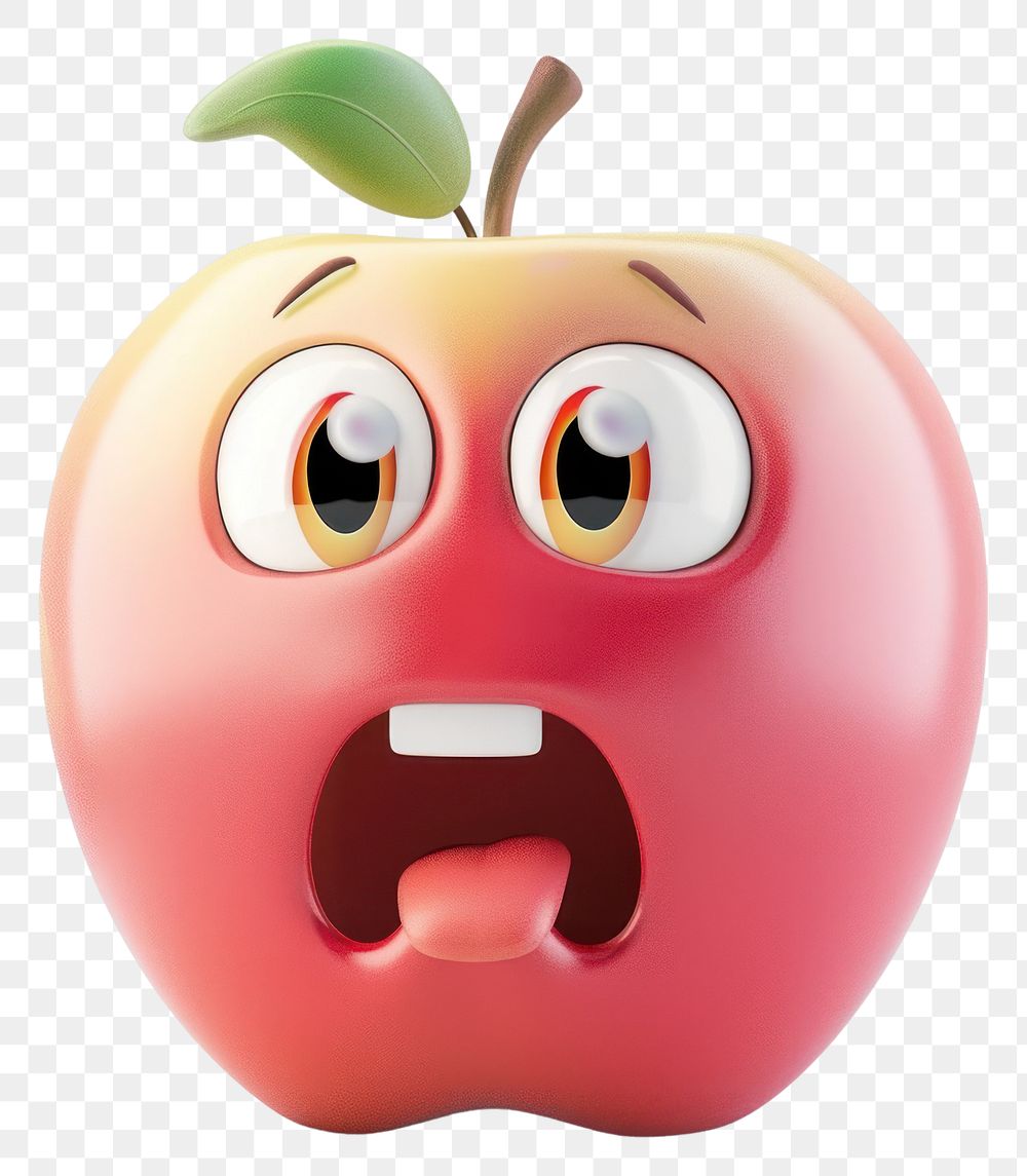 Surprised cartoon apple emoji | Free PNG - rawpixel