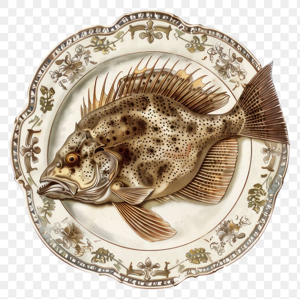 PNG Detailed fish plate illustration | Free PNG - rawpixel