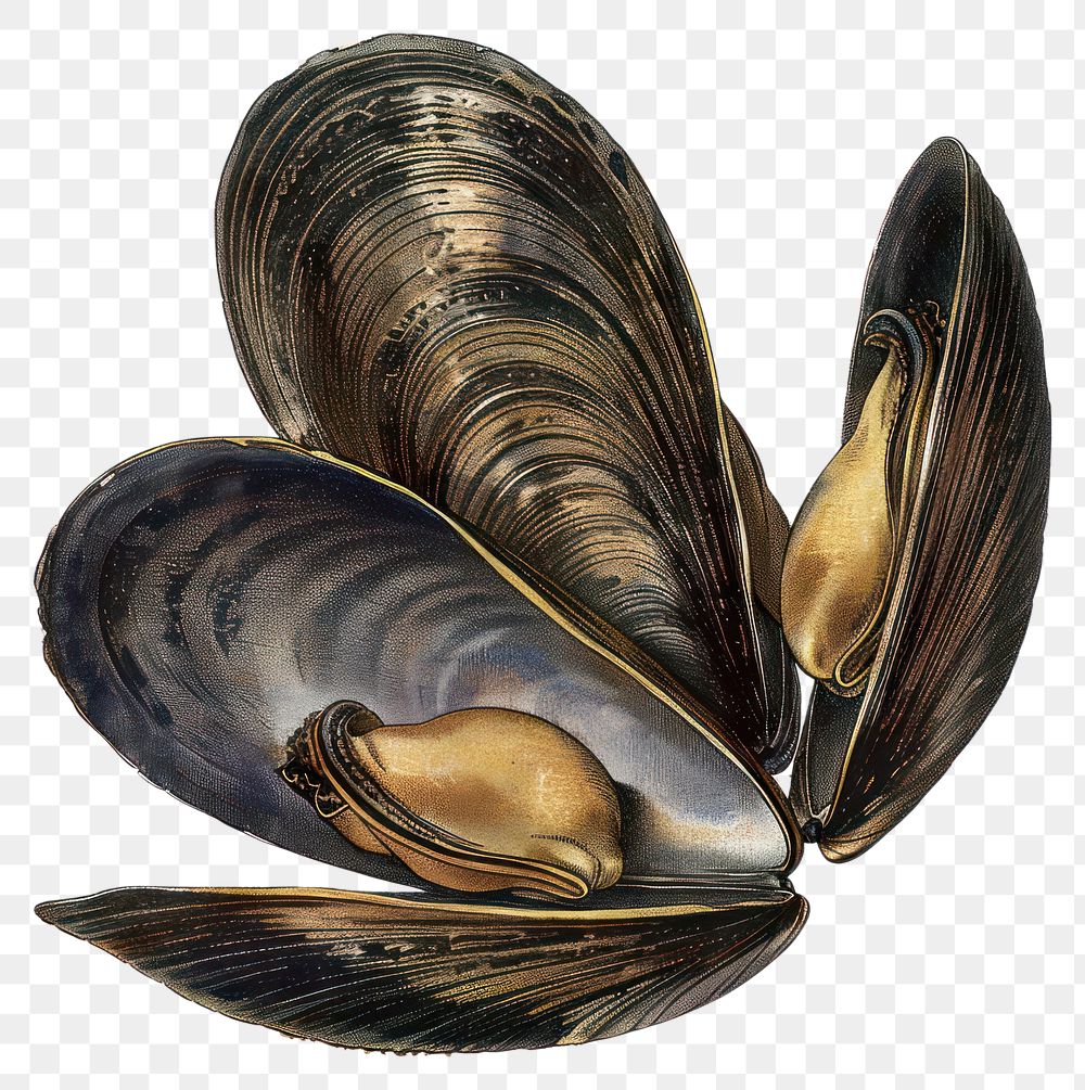 PNG Detailed illustration of mussels | Free PNG - rawpixel