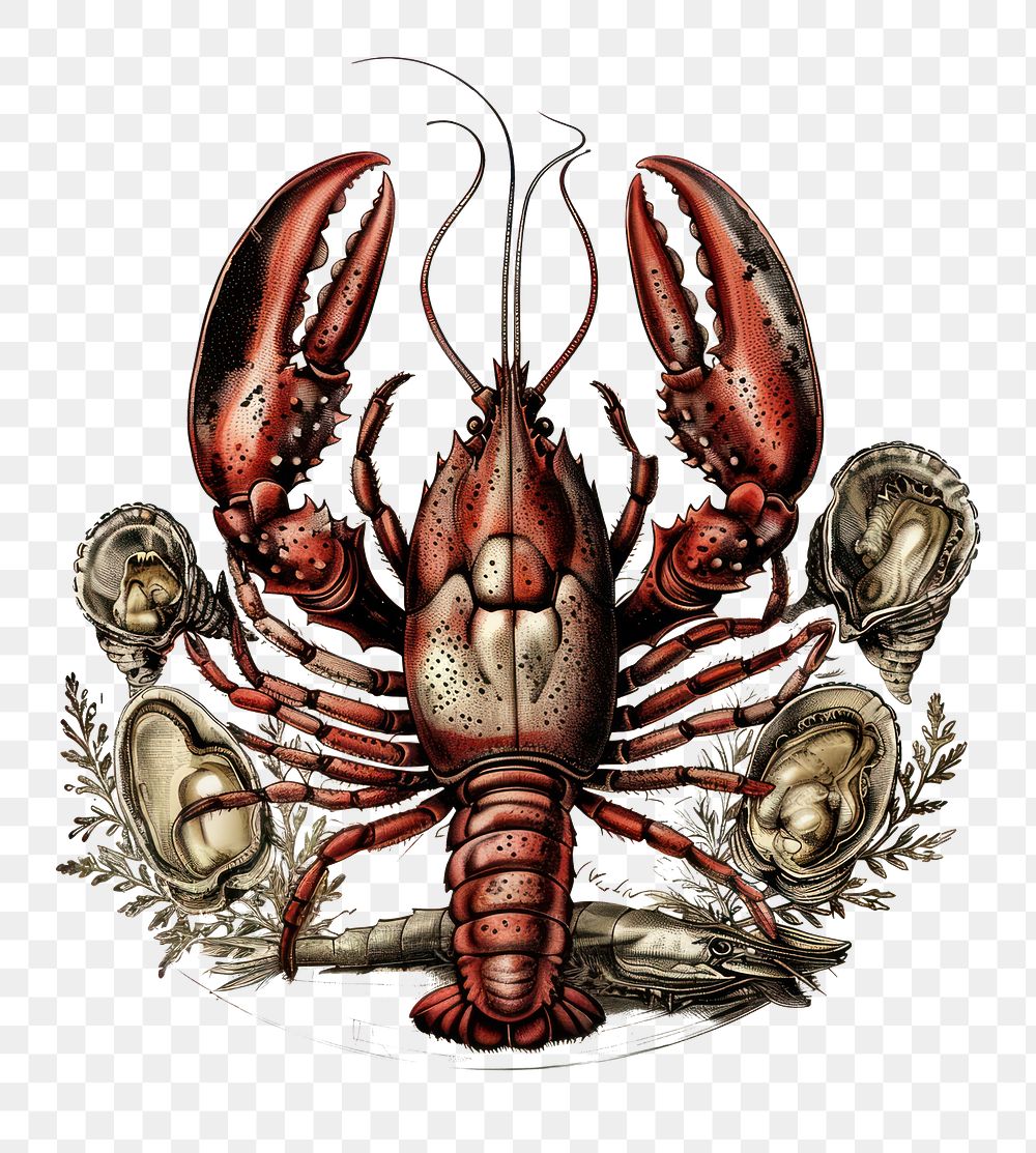 PNG Detailed lobster oysters illustration | Free PNG - rawpixel