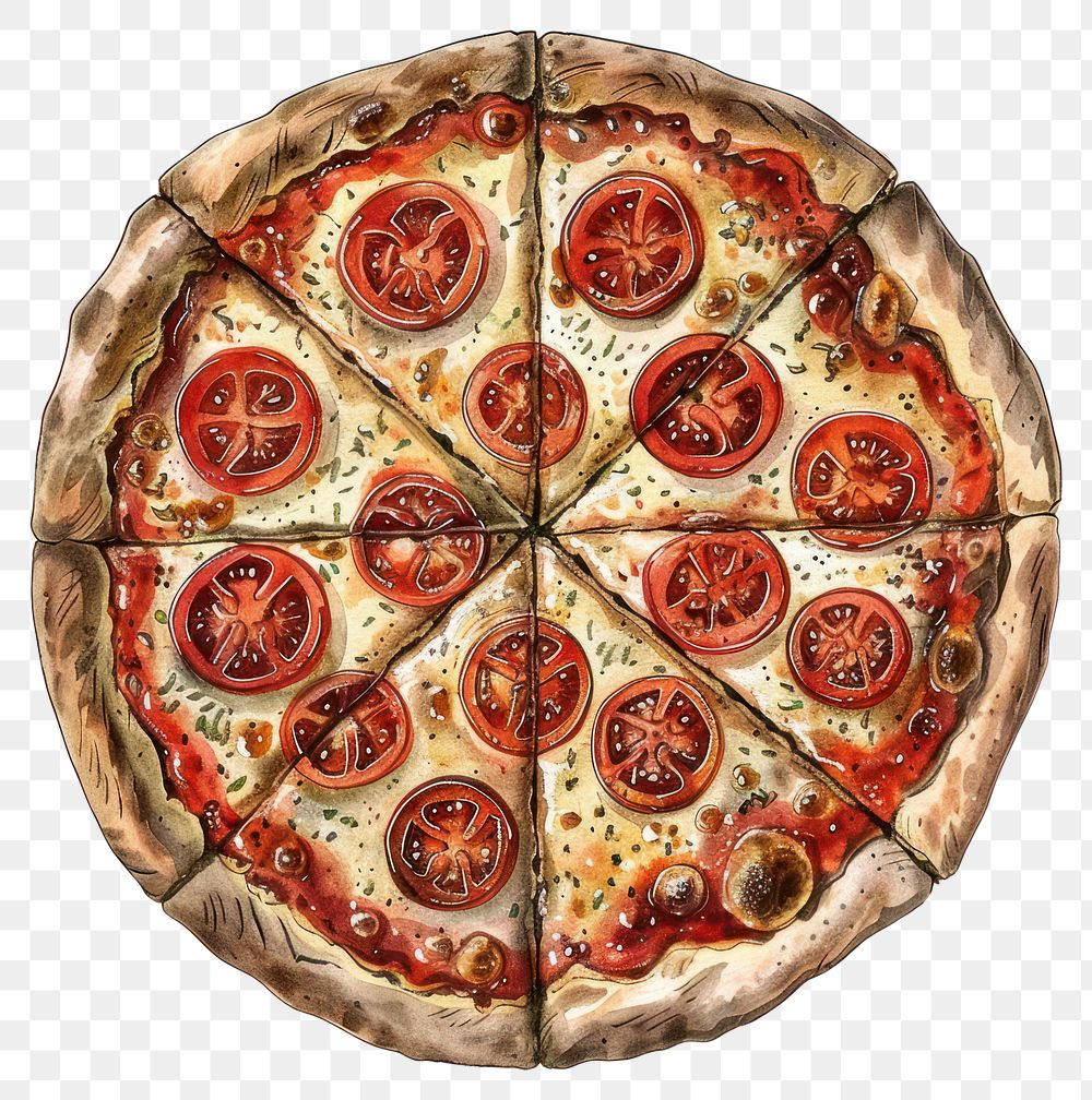 PNG Delicious hand-drawn pepperoni pizza | Free PNG - rawpixel