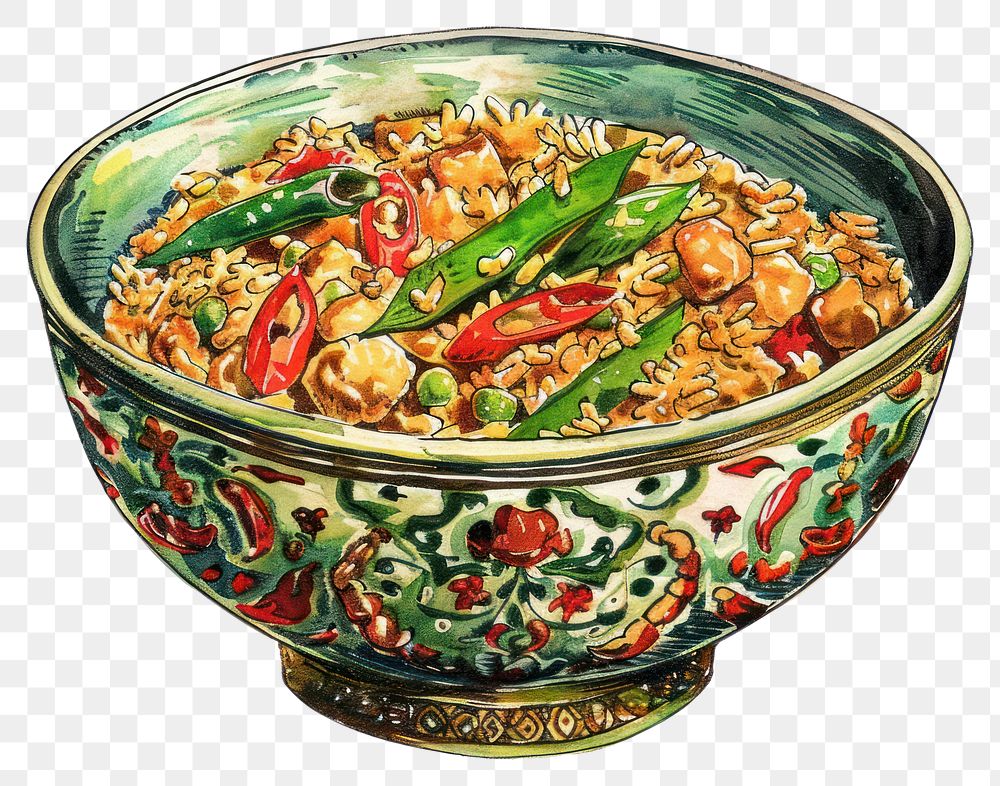 PNG Colorful Asian rice bowl | Free PNG - rawpixel