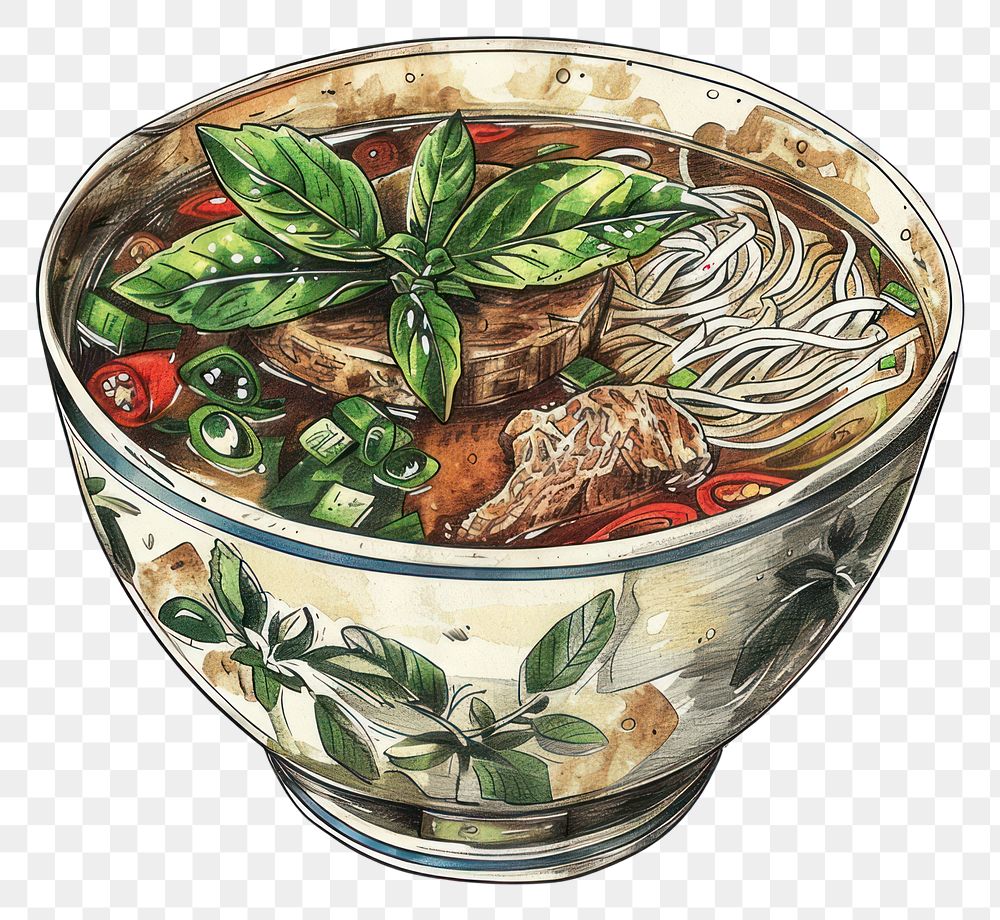 PNG Vibrant bowl Vietnamese pho | Free PNG - rawpixel