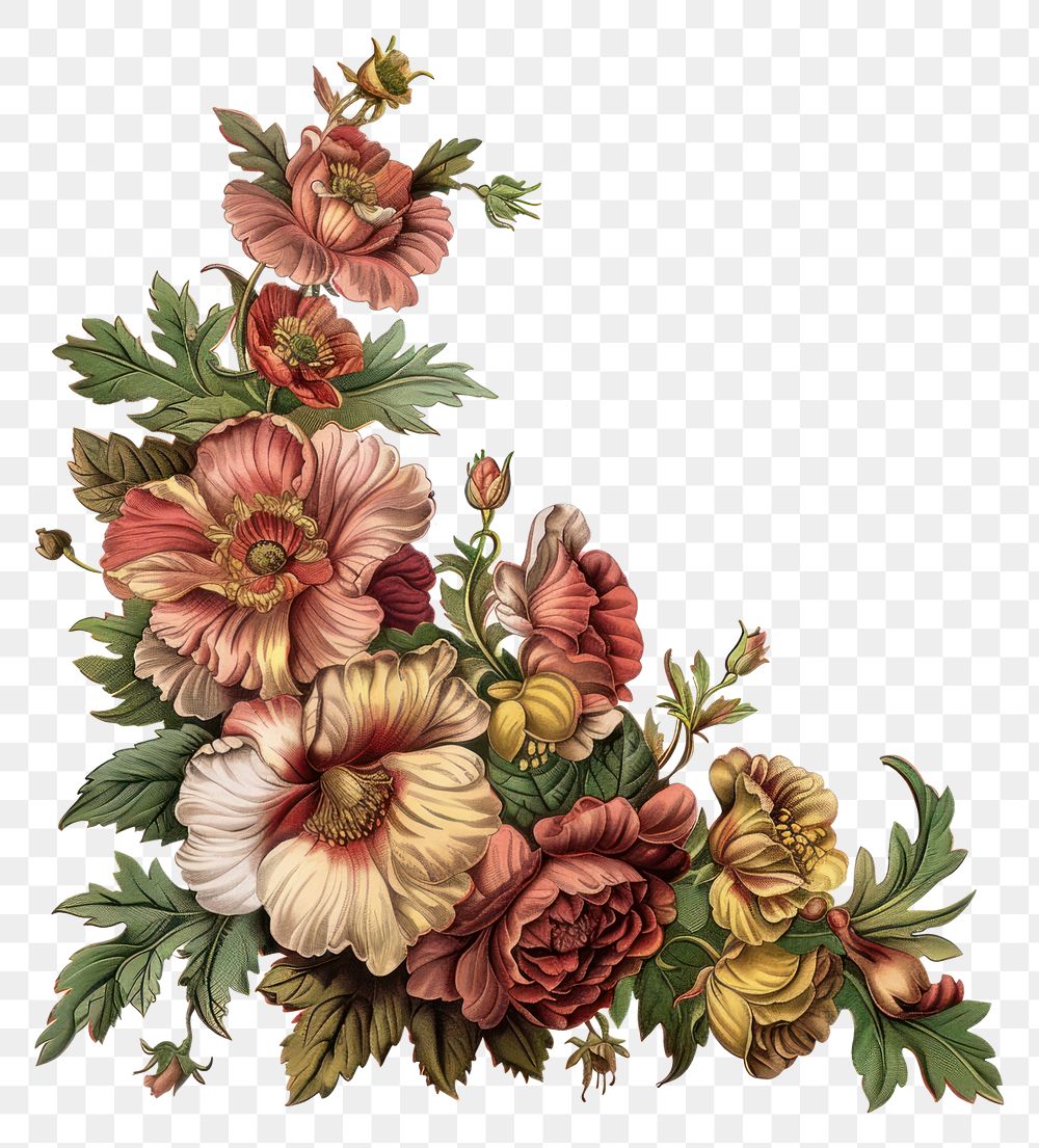 PNG Vintage floral corner design | Free PNG - rawpixel
