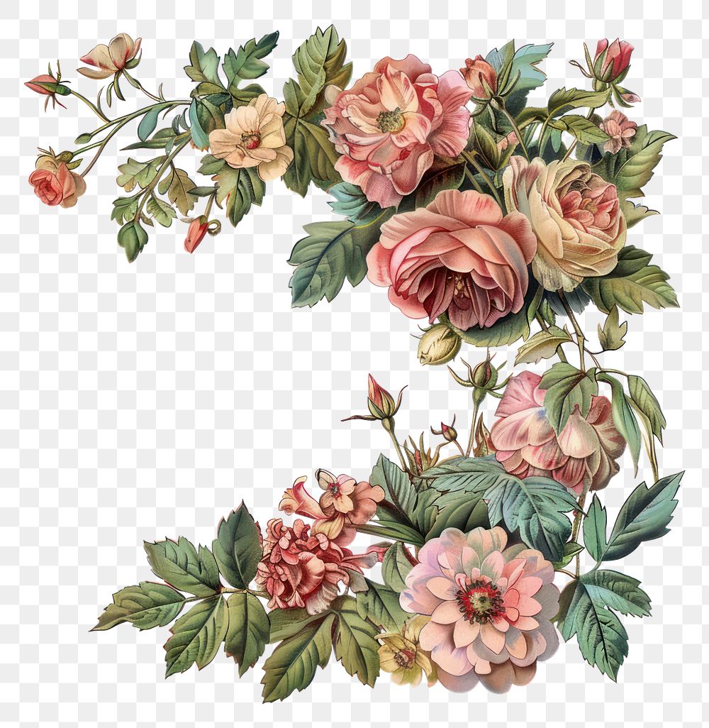 PNG Vintage floral corner illustration | Free PNG - rawpixel