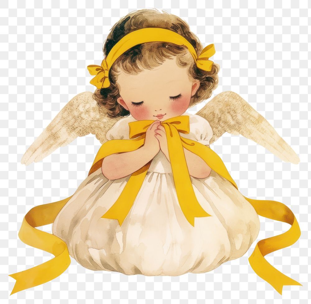 PNG Adorable angel illustration praying | Free PNG - rawpixel