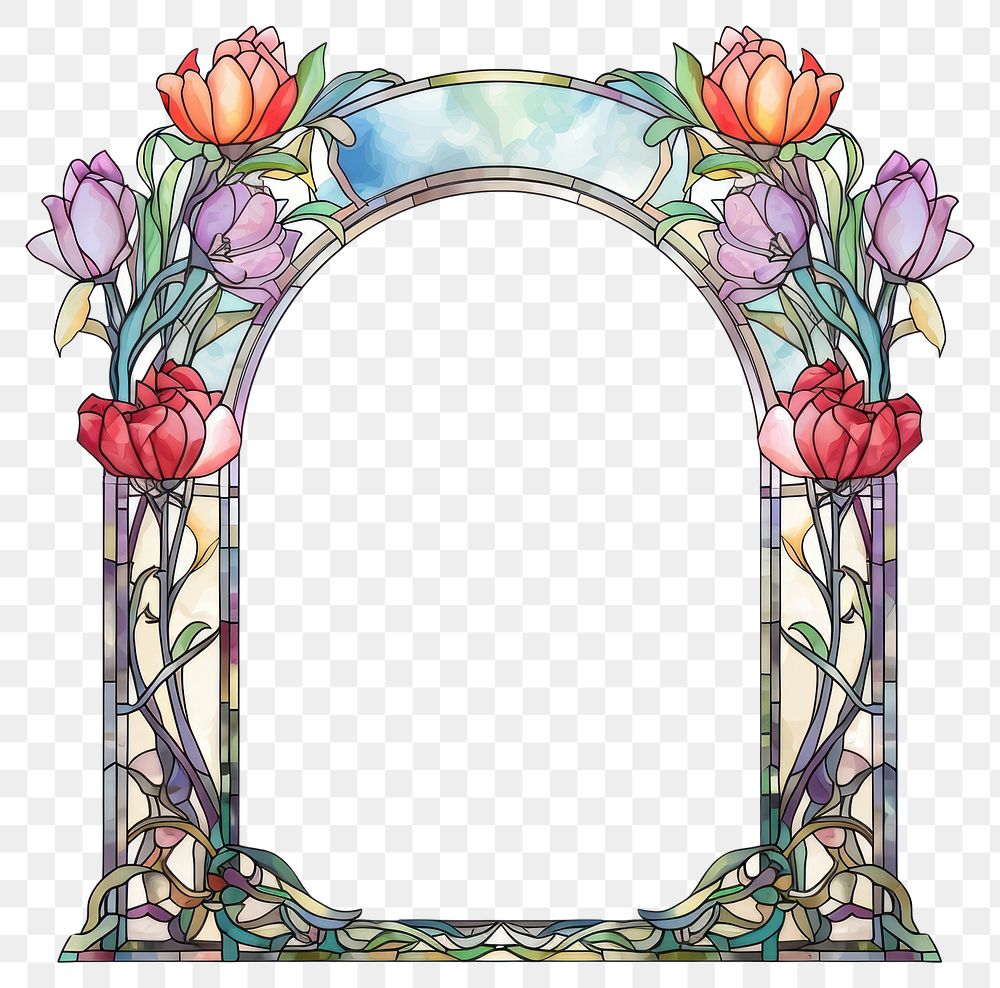PNG Colorful floral stained glass | Premium PNG - rawpixel