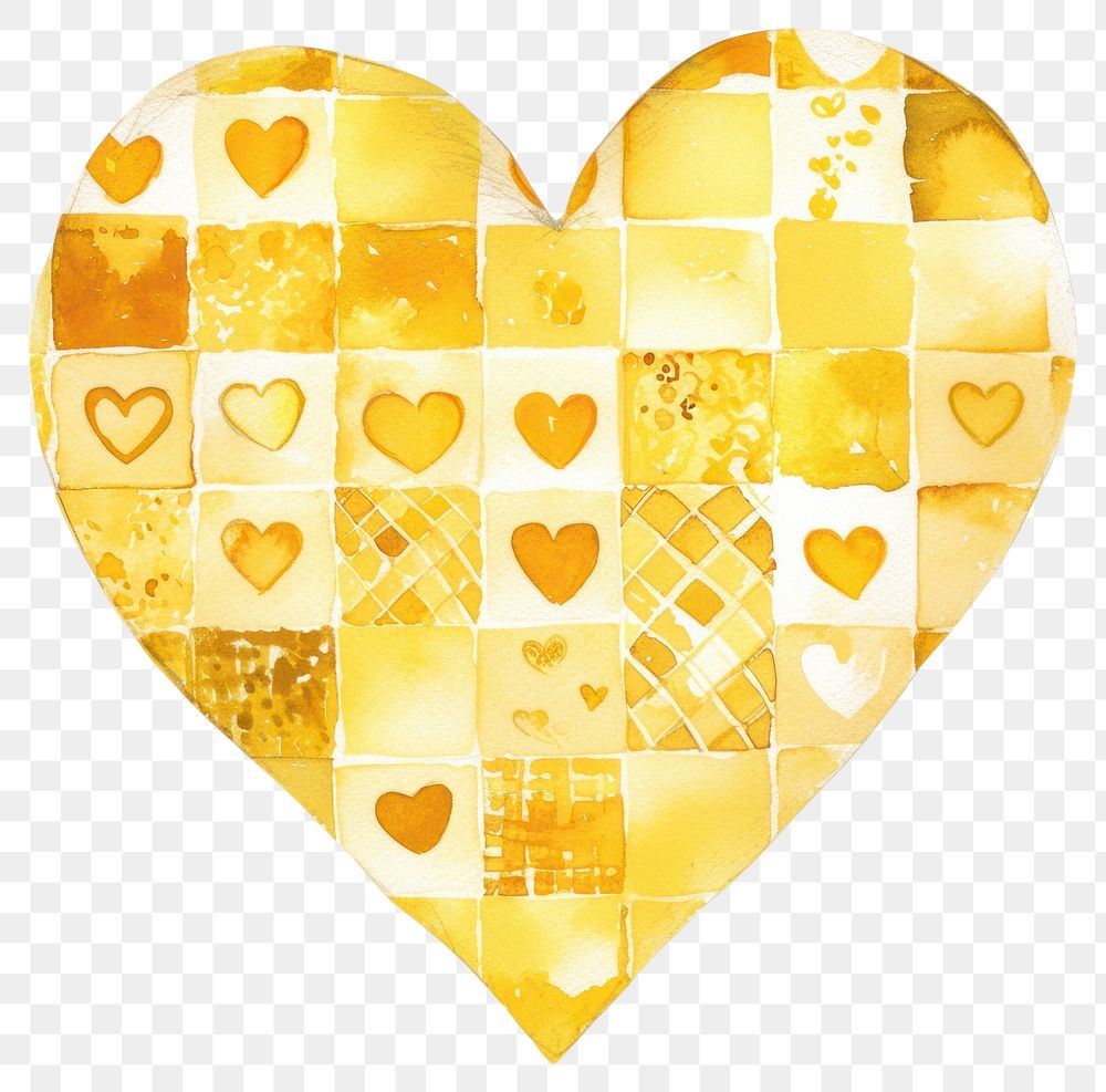 PNG Yellow heart patchwork illustration | Free PNG - rawpixel