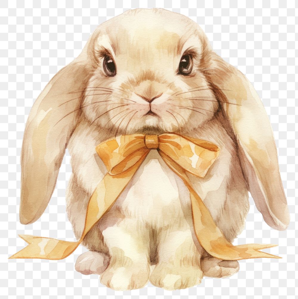 PNG Cute bunny orange bow | Premium PNG - rawpixel