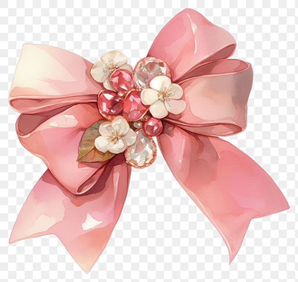 Elegant pink floral bow illustration | Free PNG - rawpixel
