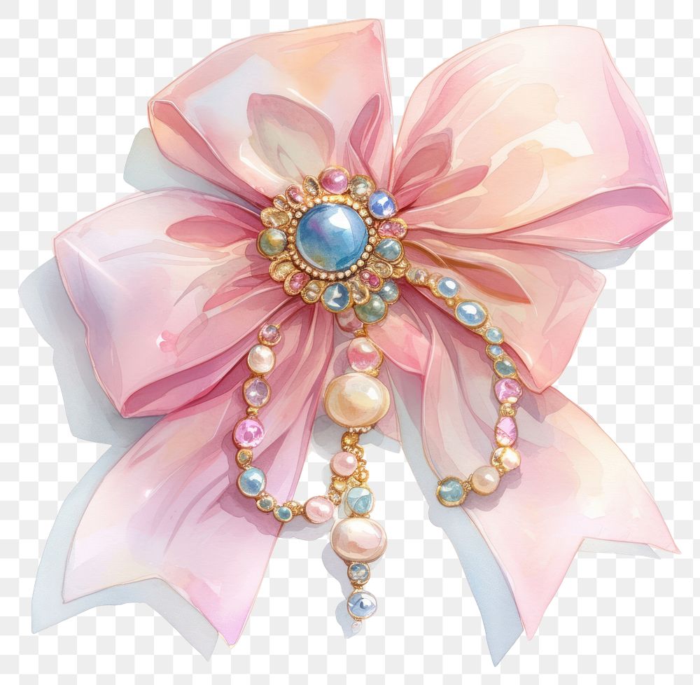 Elegant jeweled pink ribbon illustration | Free PNG - rawpixel