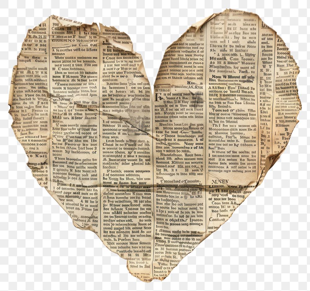 PNG Vintage newspaper heart shape | Premium PNG - rawpixel