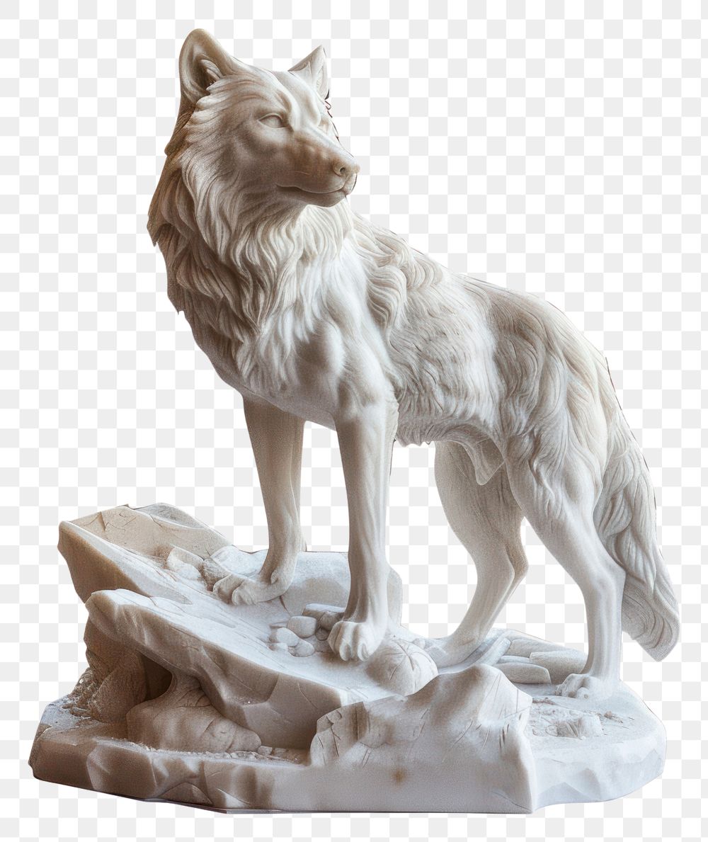 PNG Elegant marble wolf sculpture | Free PNG - rawpixel