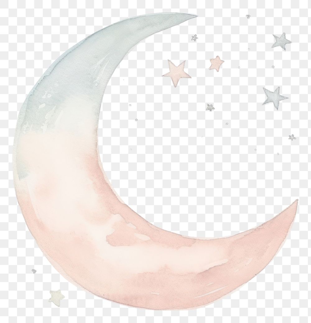 PNG Watercolor crescent moon stars | Premium PNG - rawpixel
