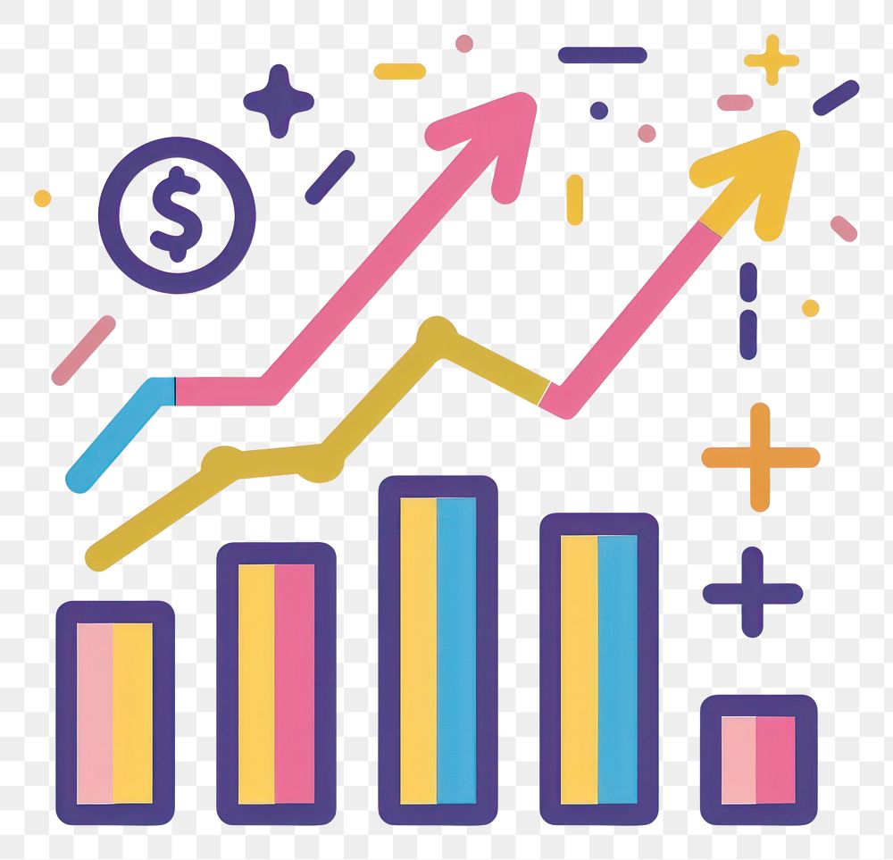 Colorful financial growth chart illustration | Free PNG - rawpixel