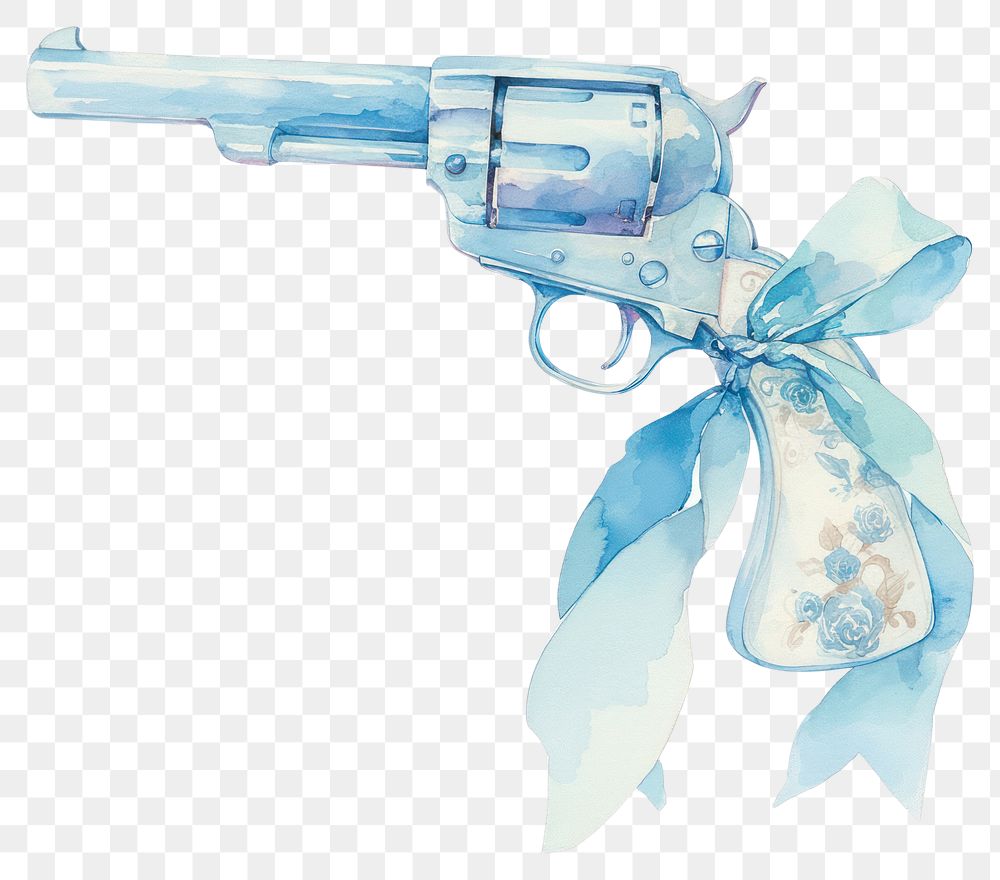 PNG Watercolor gun blue ribbon | Free PNG - rawpixel