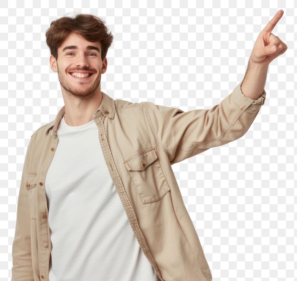 PNG Smiling man pointing upwards | Premium PNG - rawpixel