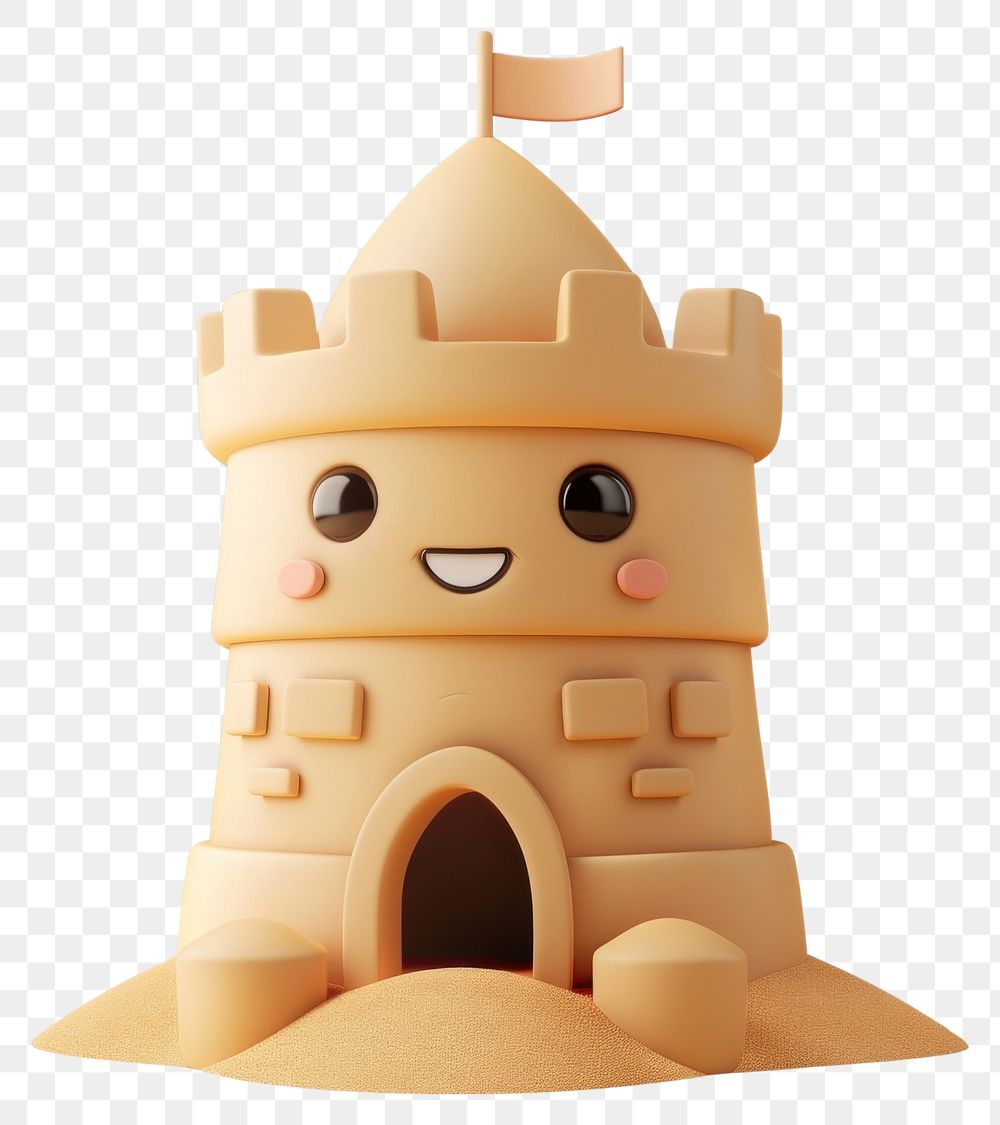 Cute sandcastle with smiling face | Free PNG - rawpixel
