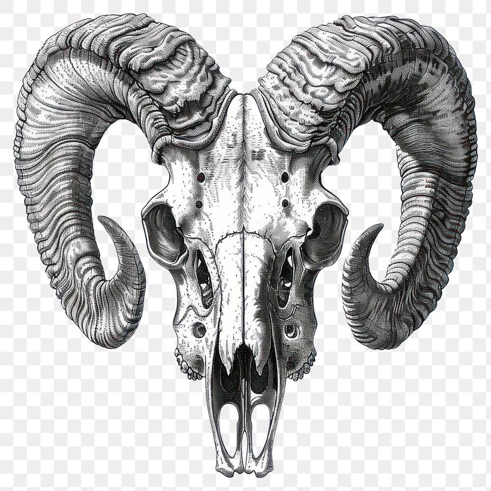 PNG Intricate ram skull illustration | Premium PNG - rawpixel
