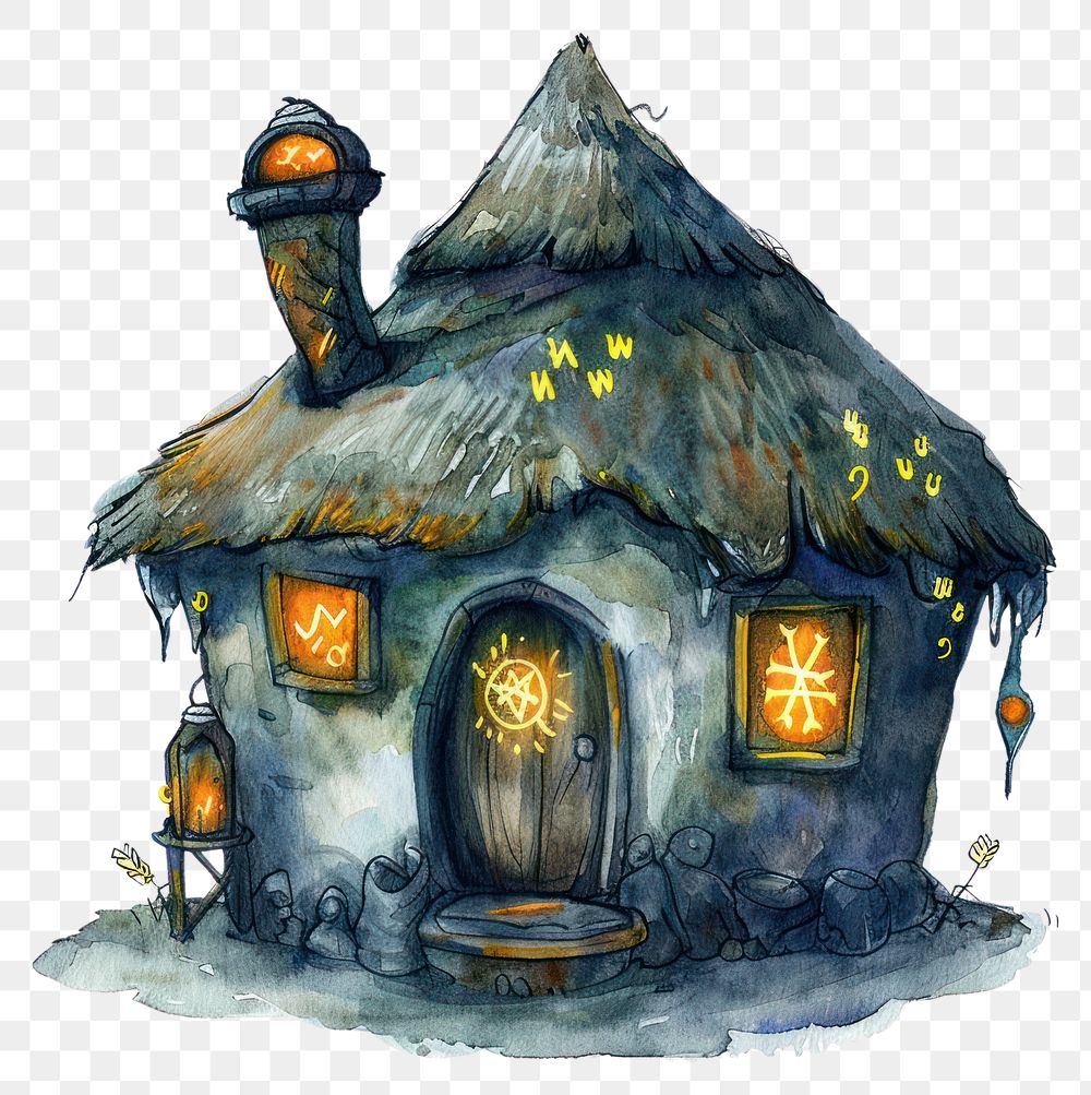 PNG Whimsical witch hut illustration | Free PNG - rawpixel