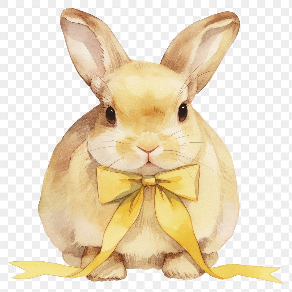 PNG Cute bunny yellow bow | Free PNG - rawpixel