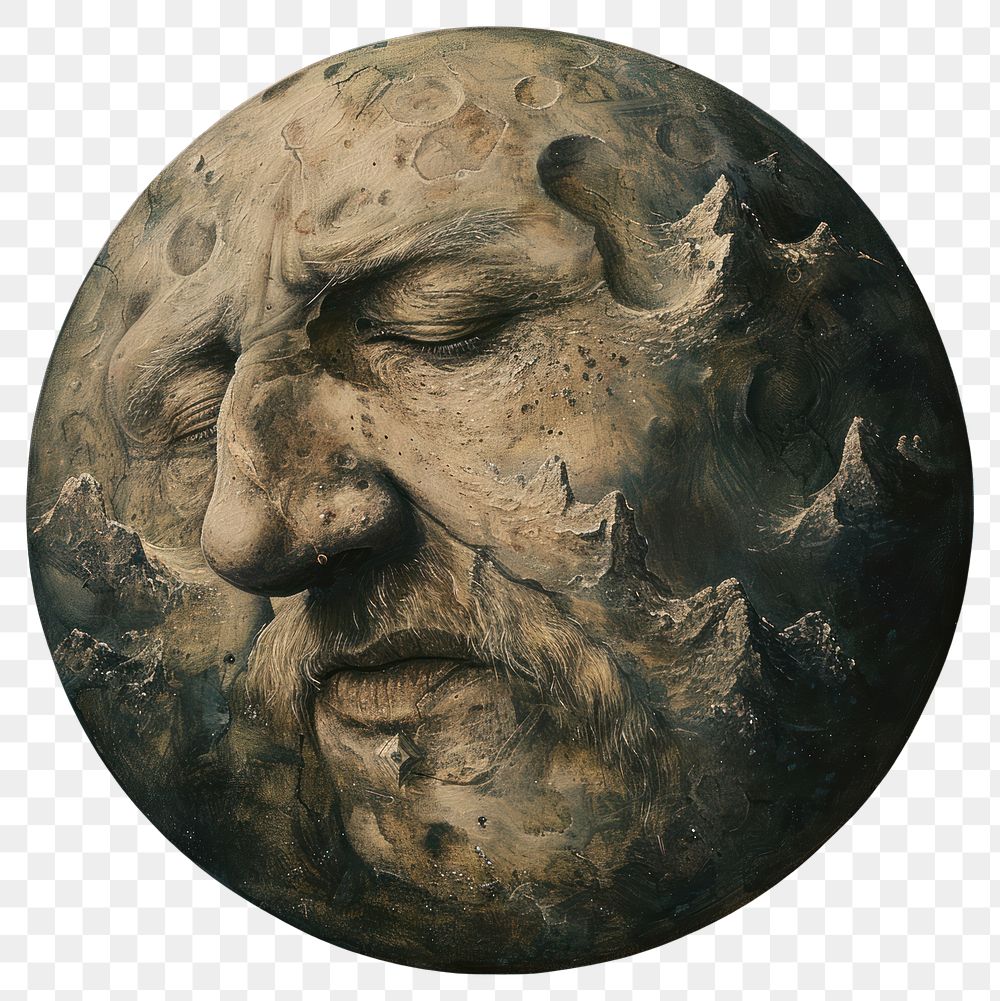 PNG Surreal moon face illustration | Premium PNG - rawpixel