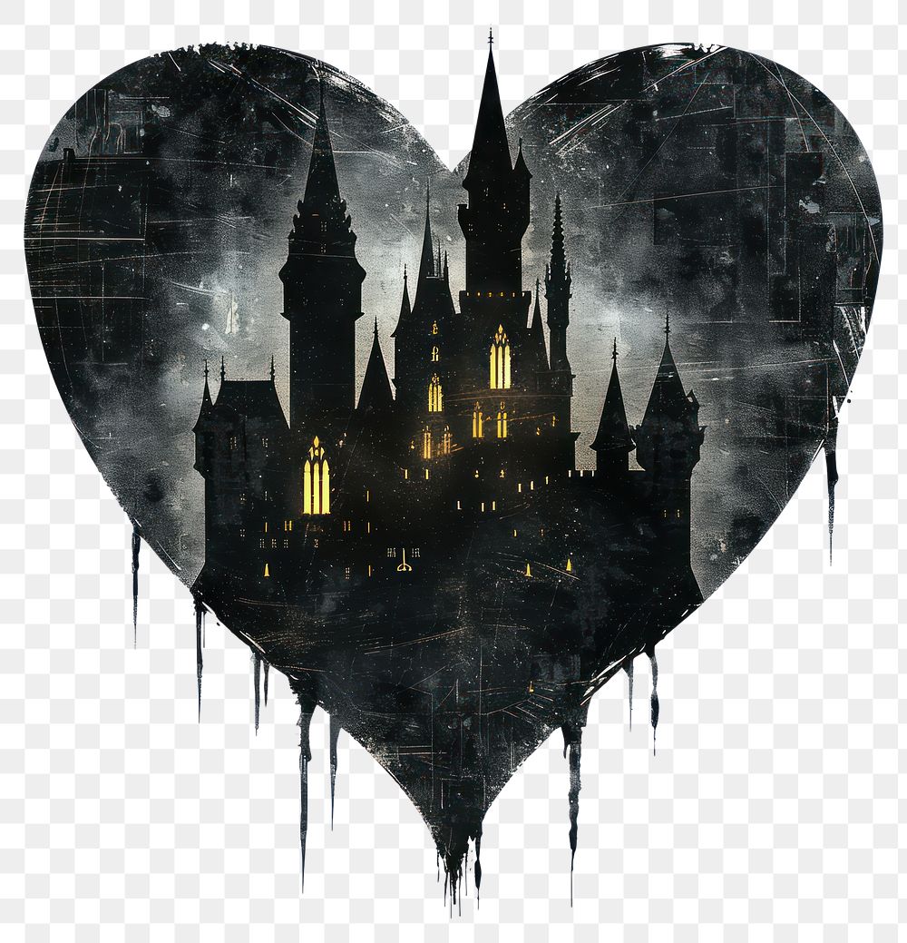 PNG Gothic castle heart silhouette | Free PNG - rawpixel